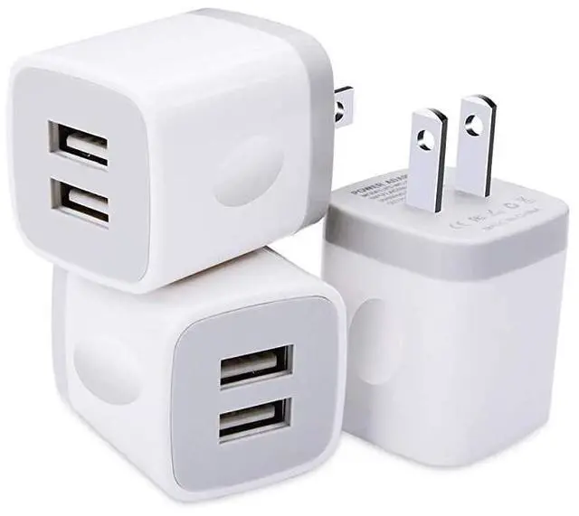 USB Plug USB Wall Charger 3 Pack Dual Port USB Electrical Plug Cube 5V ...