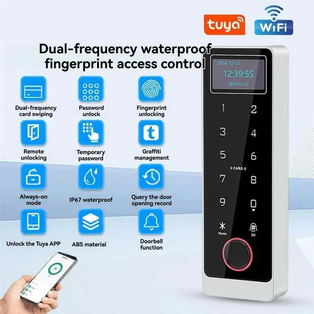 Tuya APP Controlled Door Lock With LCD Screen, Fingerprint IC Card NFC ...