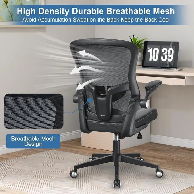 Office Chair, 400lbs Heavy Duty Ergonomic Desk Office Chair with Flip ...