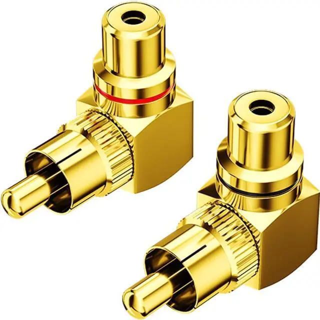 2-Pack RCA Right Angle Adapter 90 Degree RCA Male to Female Adapter ...