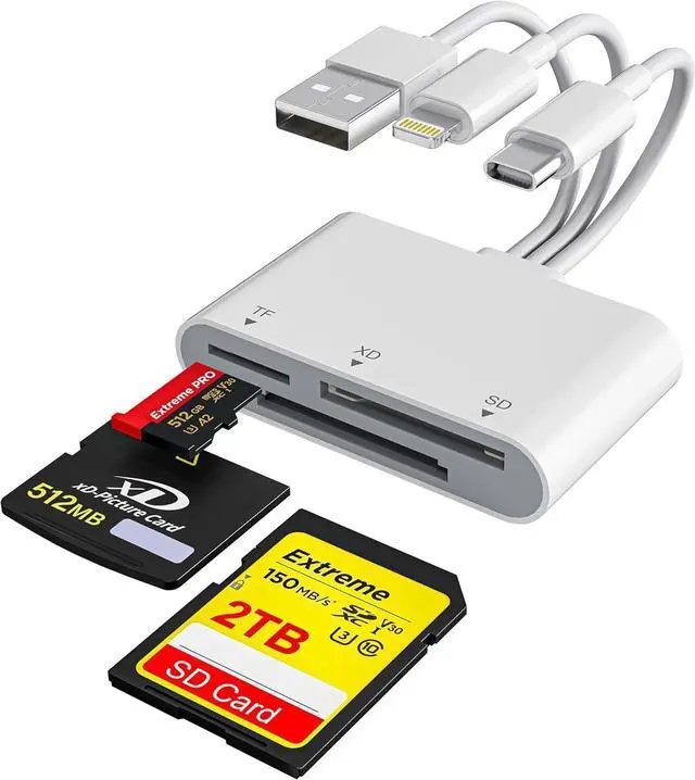 XD Card Reader SD Card Reader for iPhone 3-in-1 SD/TF/XD Card Adapter ...