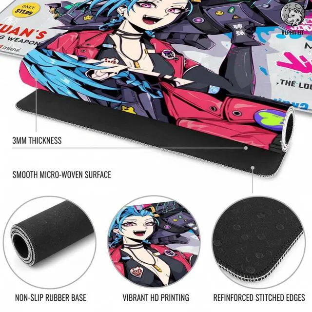 Alpha Fit Anime Gaming Mouse Pad XXL (35.4" x 15.7") - Blue Punk ...