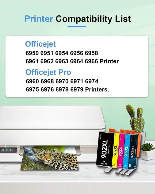 902XL Ink Cartridges Combo Pack Replacement for HP Officelet 6954 6958 ...