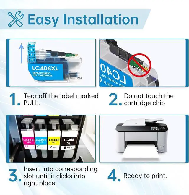 LC406XL Ink Cartridges Compatible Replacement for Brother LC 406XL LC ...