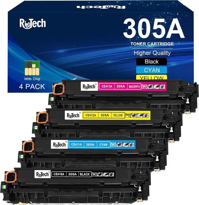 305A Toner Cartridges 4 Pack,for HP 305A 305X CE410A Black Cyan Yellow ...