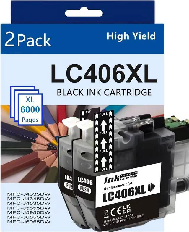 LC406XL LC406 lc406bk Black Ink Cartridges for Brother Printer MFC ...