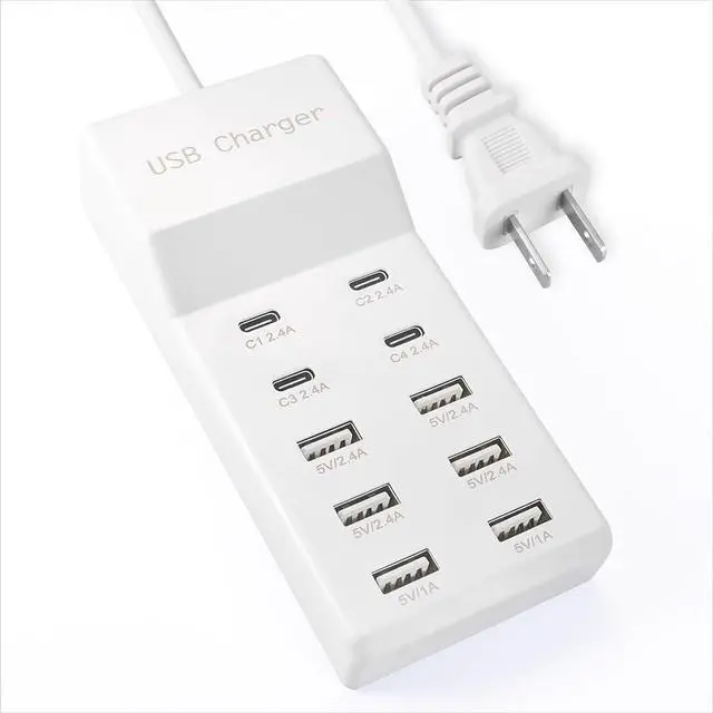 USB Charging Station Block with 10-Port (6 USB-A Port & 4 USB-C Port ...