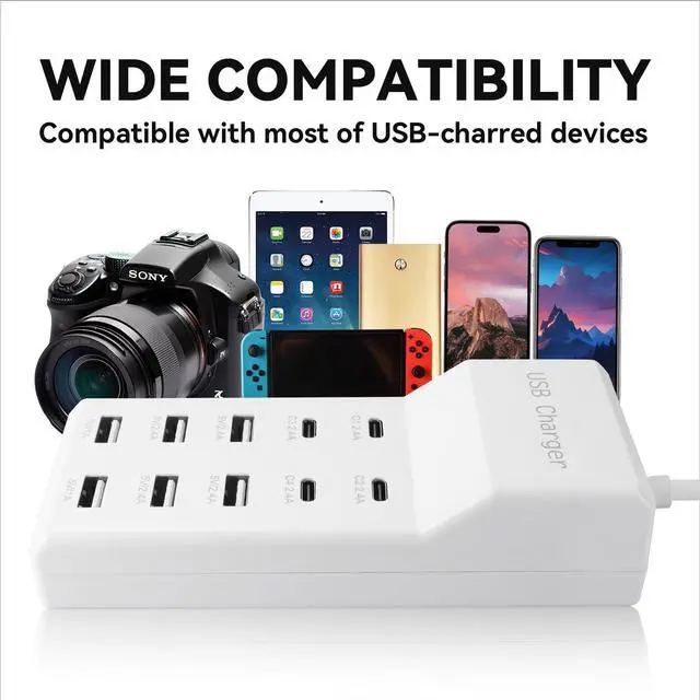 USB Charging Station Block with 10-Port (6 USB-A Port & 4 USB-C Port ...