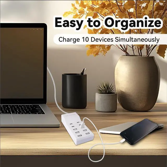 USB Charging Station Block with 10-Port (6 USB-A Port & 4 USB-C Port ...