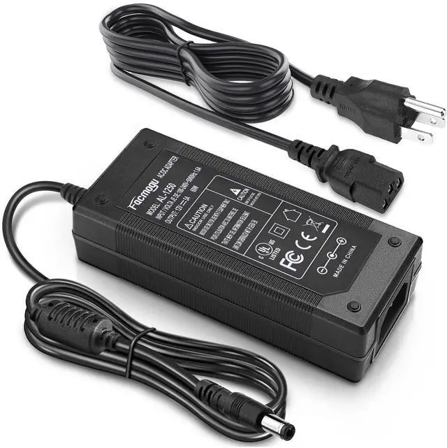 3 Prong 12V 5A 60W AC to DC Power Supply Adapter with 9.84ft / 3m LONG ...