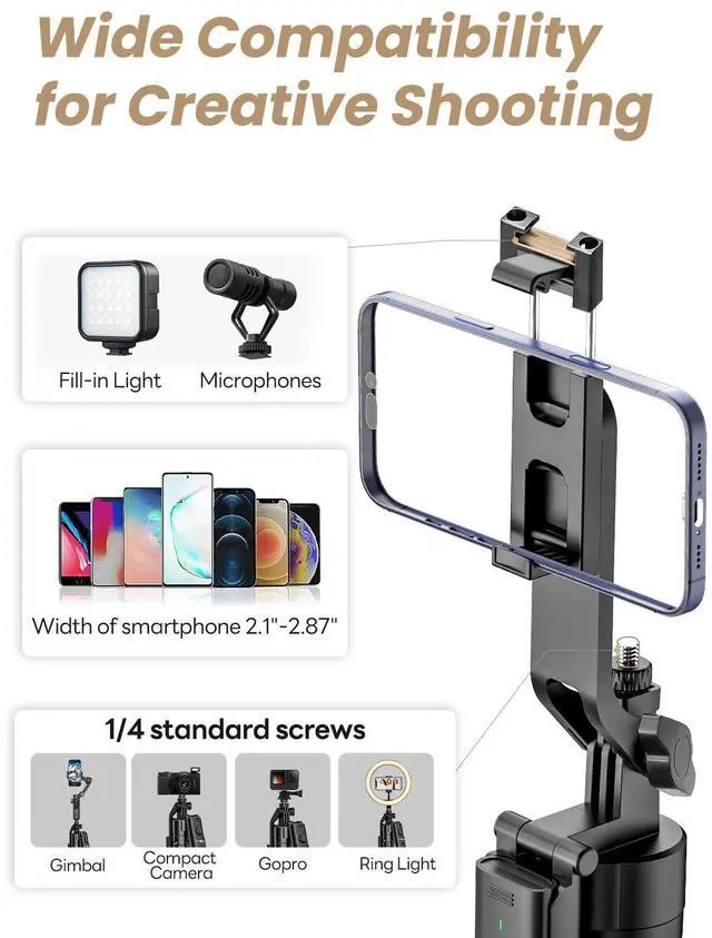 Auto Face Tracking Tripod for iPhone 360°Rotation,Selfie Stick for ...