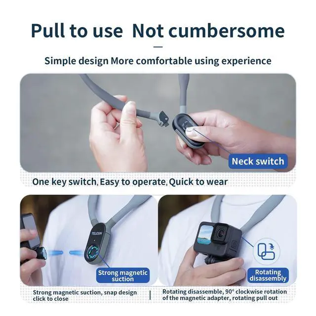 Neck Mount Necklace Holder, POV Selfie Hand Free Head Chest Shoulder ...