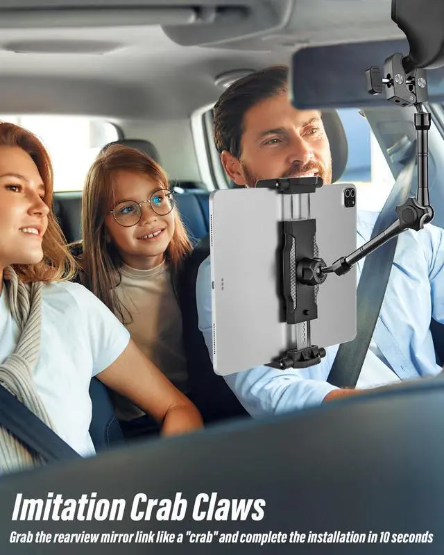 Car Rearview Mirror Tablet Holder Clip - [Metal Arm] Rear View Mirror ...