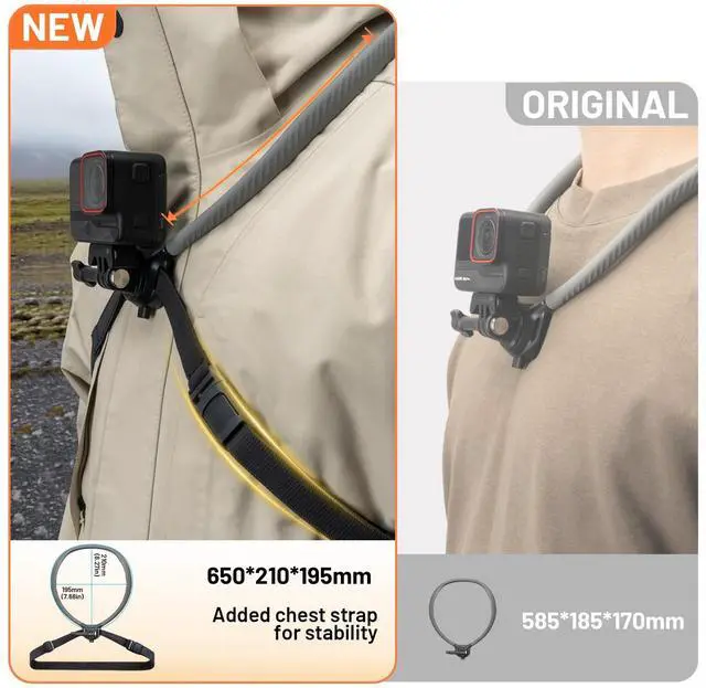 CapLock Action Camera Neck Mount, Large Size Adjustable POV Chest Strap ...