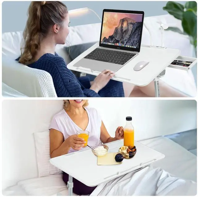 Laptop Lap Desk with Cooling Fan - Adjustable with Light, USB, Storage ...