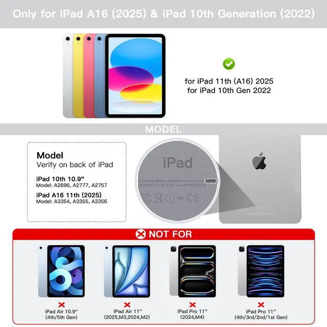 for iPad 11th (A16, 2025)/10th Generation Case with Keyboard, Mouse and ...