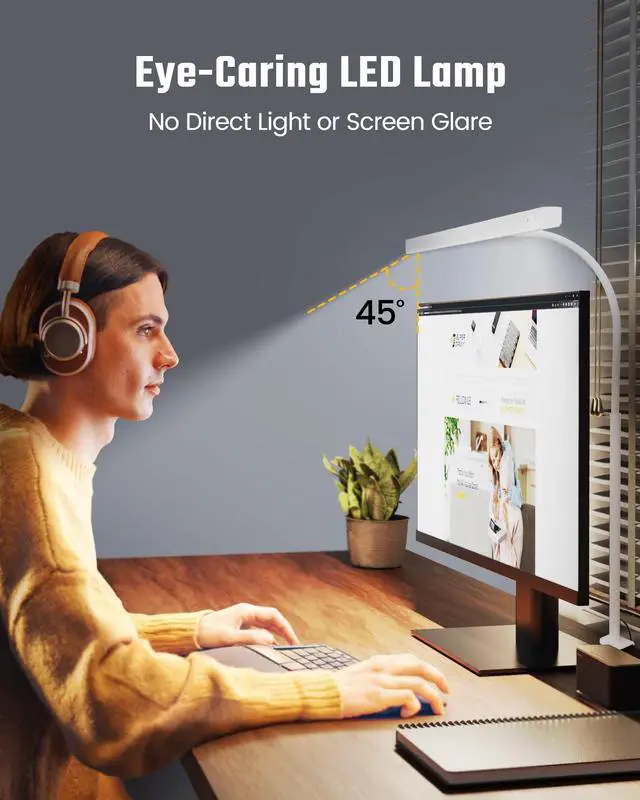 LED Desk Lamp for Home Office, Eye-Caring Desk Light with Adjustable ...