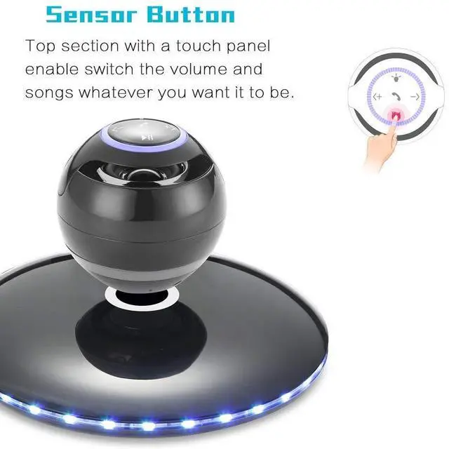 Magnetic Levitating Speaker Bluetooth 4.0 LED Flash Wireless Floating ...