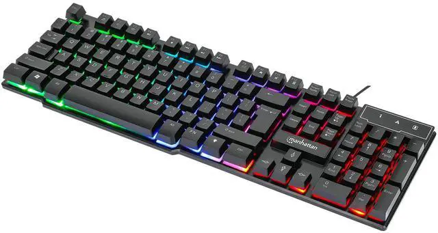 MANHATTAN RGB LED USB Gaming Keyboard - Full Size, Rainbow Backlight ...