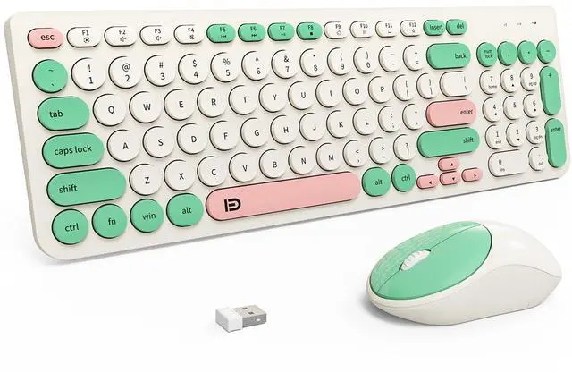 FD Wireless Keyboards and Mouse Combo - 2.4GHz USB Cordless, Cute ...