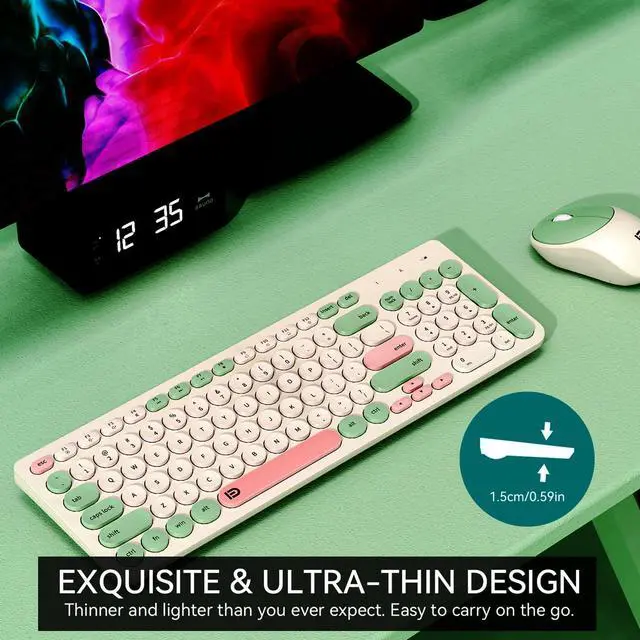 FD Wireless Keyboards and Mouse Combo - 2.4GHz USB Cordless, Cute ...
