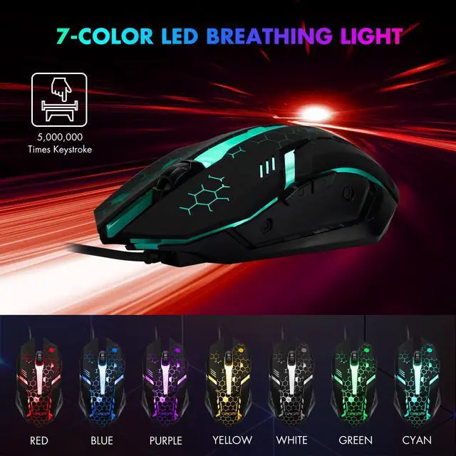 CHONCHOW Gaming Keyboard and Mouse Combo,USB Wired 104-Keys Full Size ...