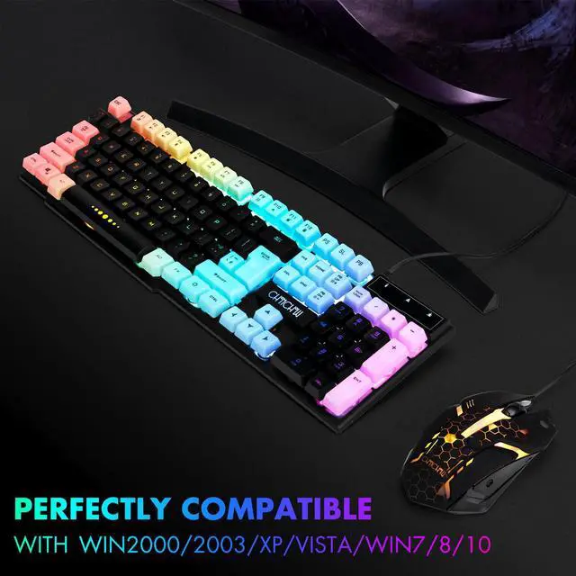 CHONCHOW Gaming Keyboard and Mouse Combo,USB Wired 104-Keys Full Size ...