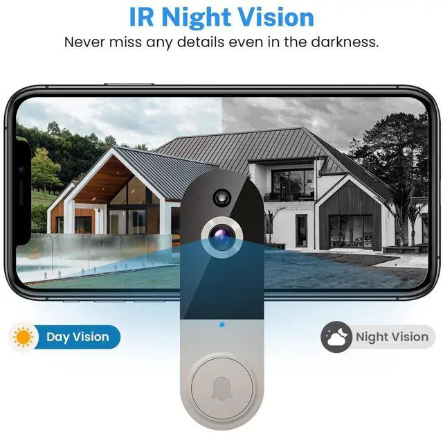1080P Smart Wireless Video Doorbell Camera, AI Human Detection, 2.4G ...