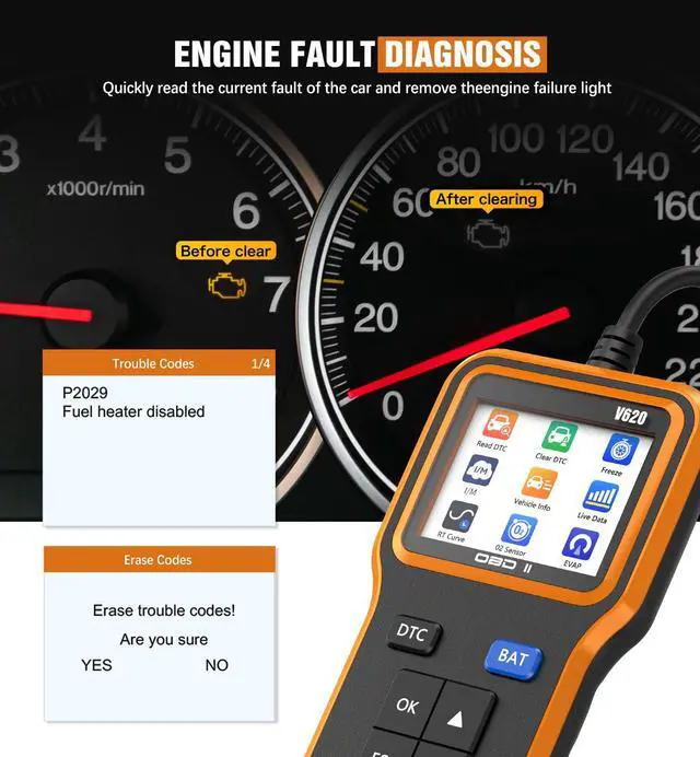 OBD2 Scanner with Upgrade Battery Tester - Diagnostic Tool for Cars ...