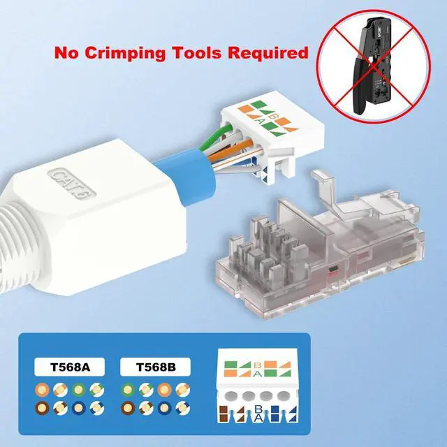 VCELINK Tool-Free RJ45 Connector, Gold Plated Modular Plug, UTP CAT6 ...