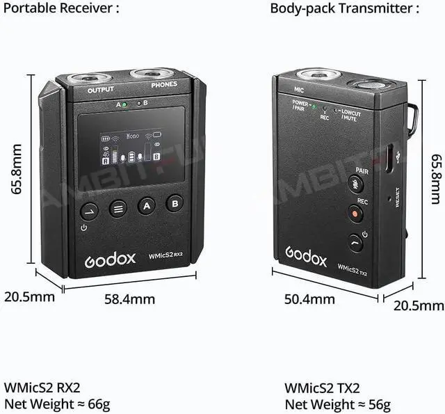GODOX MoveLink II M1 Wireless lavalier Microphone System Black 2.4GHz ...