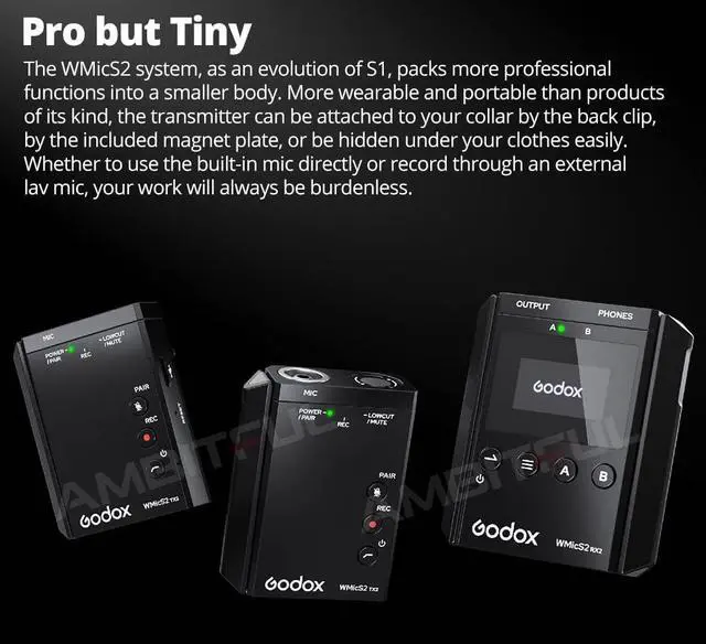 GODOX MoveLink II M1 Wireless lavalier Microphone System Black 2.4GHz ...