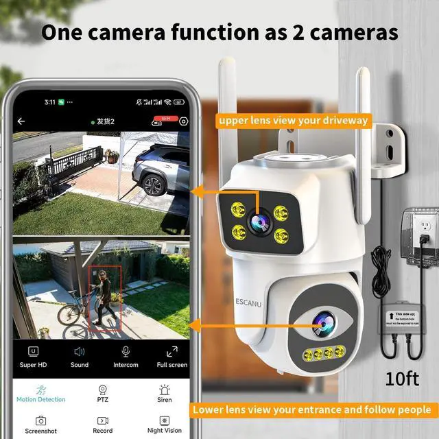 Cameras for Home Security with Dual Lens, 2.4G/5G Outdoor Security ...