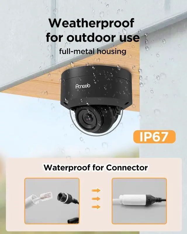 5MP Home Security Camera Systems, 4PCS Wired IP Vandal-Proof Dome ...