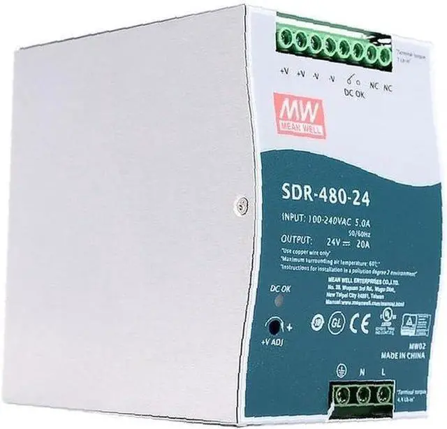 DIN Rail PS 480W 24V 20A SDR-480-24 Meanwell AC-DC SMPS SDR-480 Series ...
