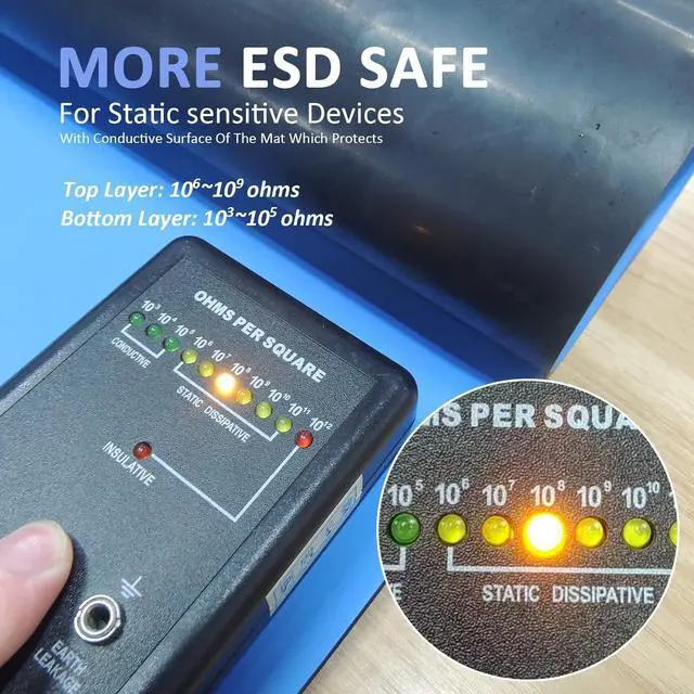 KooMall 48 x 24 Inch ESD Rubber Mat Kits, Anti Static Table Floor Pad ...