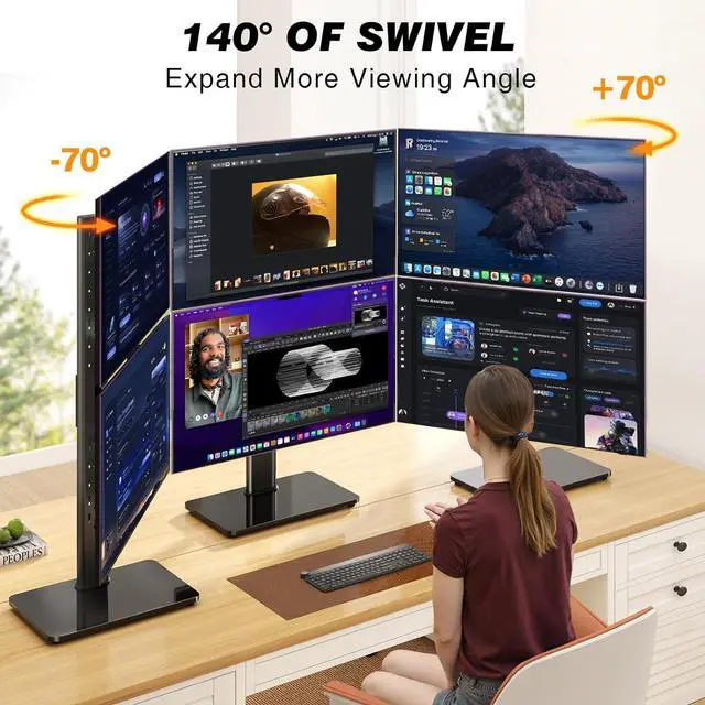 Dual Monitor Stand VESA Mount for 13-38 Inch Screens, Free-Standing ...