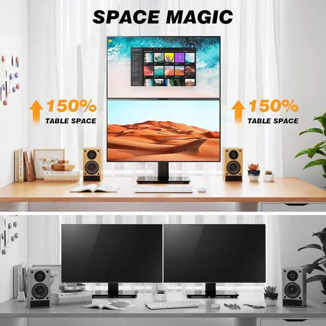 Dual Monitor Stand VESA Mount for 13-38 Inch Screens, Free-Standing ...