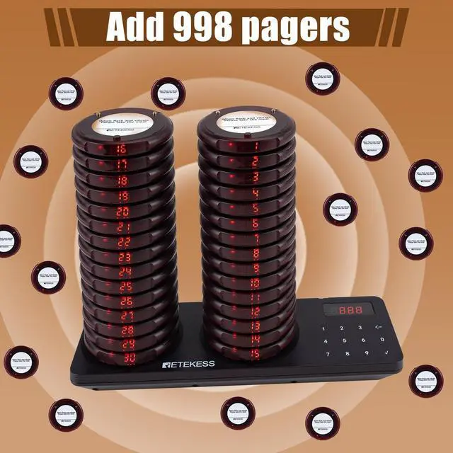 Retekess TD163 Restaurant Pager System 30 pagers, Pagers and Beepers ...