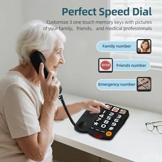 Large Button Corded Telephone for Home with 110dB Loud Ringer, 3 Photo ...