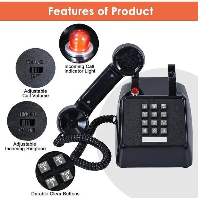 Retro Phone, Corded Old Phone, Retro Telephone with Landline, Classic ...