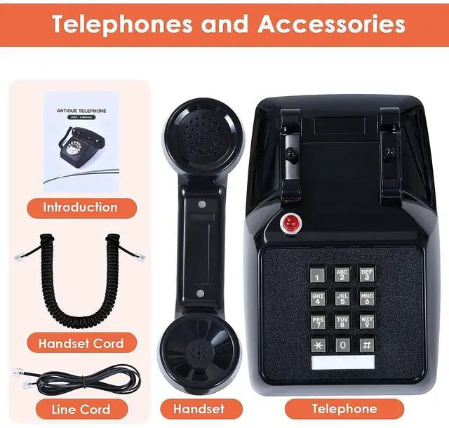 Retro Phone, Corded Old Phone, Retro Telephone with Landline, Classic ...