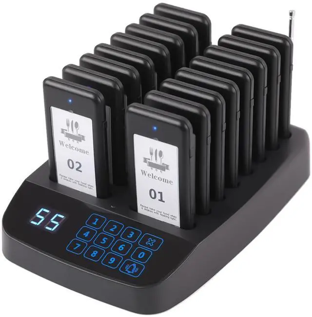 LOUKIENE 16 Beepers Wireless Restaurant Pager System 500ft Range ...