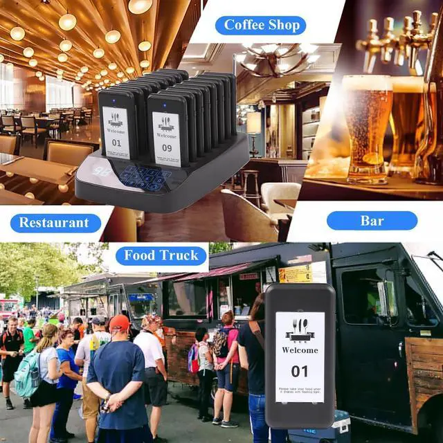 LOUKIENE 16 Beepers Wireless Restaurant Pager System 500ft Range ...