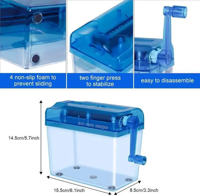 JIKIOU Mini Hand Shredder Portable Paper Shredder Manual Shredder ...