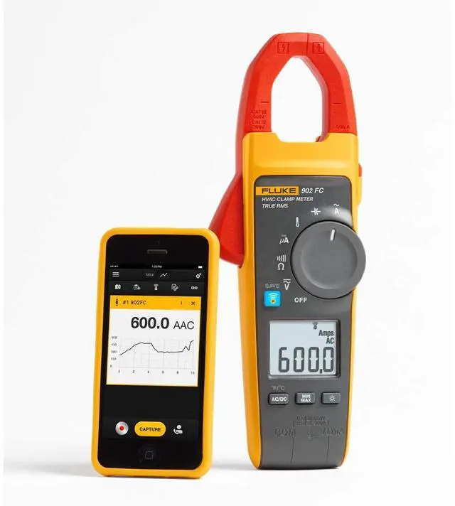 Fluke 902 FC Compact Clamp Meter True RMS HVAC Multimeter 600A DC ...