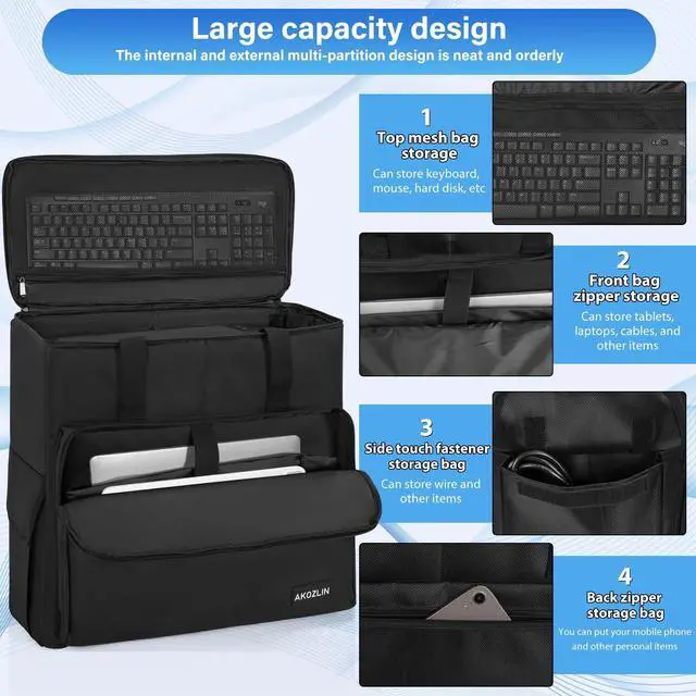 AKOZLIN Desktop Gaming Computer Tower PC Chassis Carrying Case Travel ...