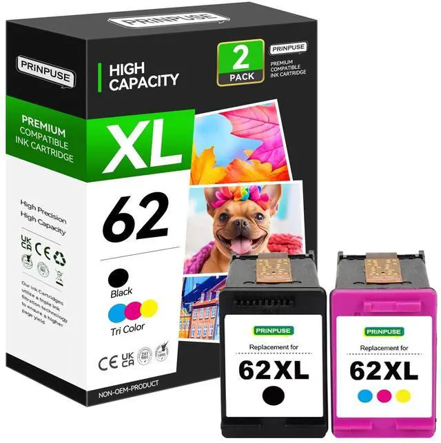 PRINPUSE Remanufactured Replacements for HP Ink 62 62XL Ink Cartridge ...
