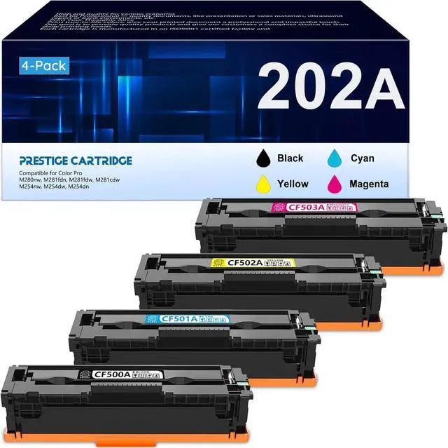 202A Toner Cartridges 4-Pack CF500A CF501A CF502A CF503A (with Chip ...