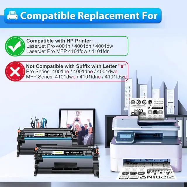 ZIPRINT 148A Toner Cartridge (with Chip) Compatible Replacement for HP ...